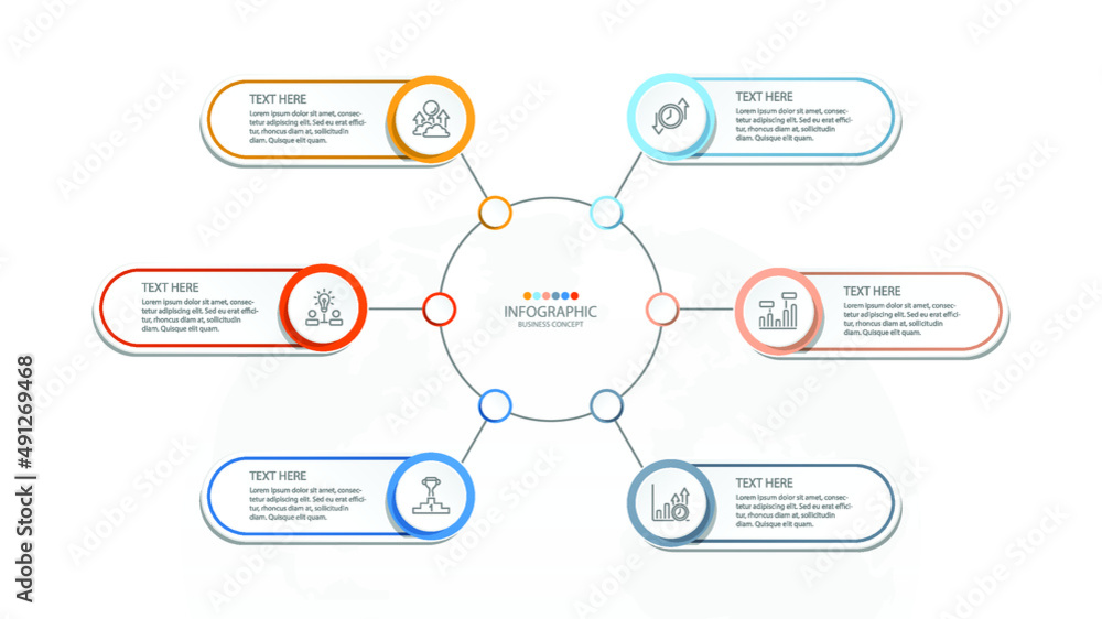 Basic circle infographic template with 6 steps, process or options ...