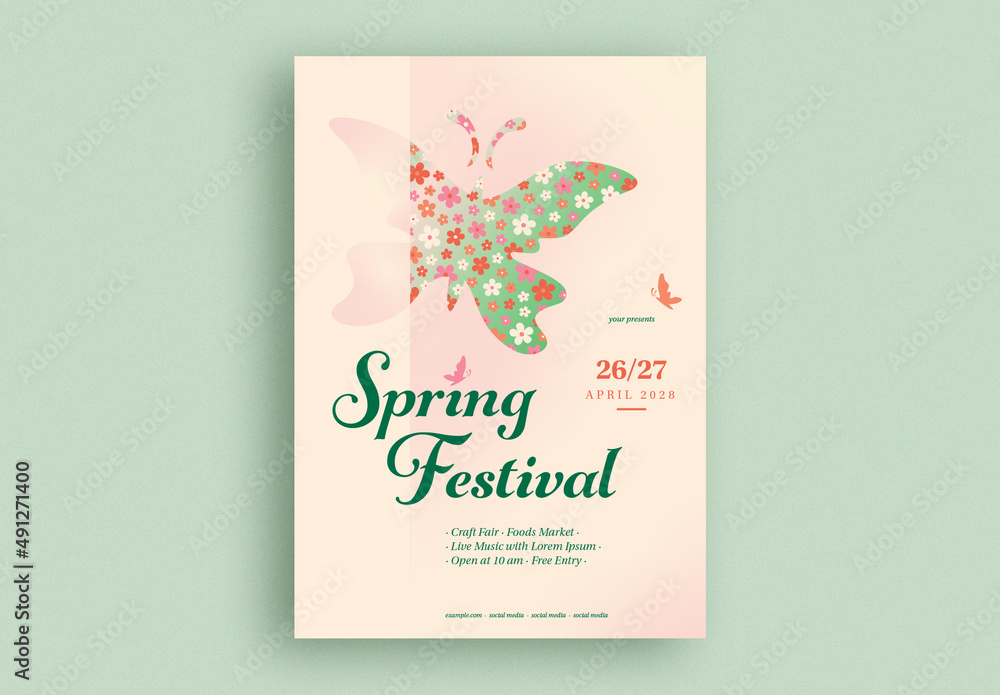 Spring Festival Flyer Layout Stock Template | Adobe Stock