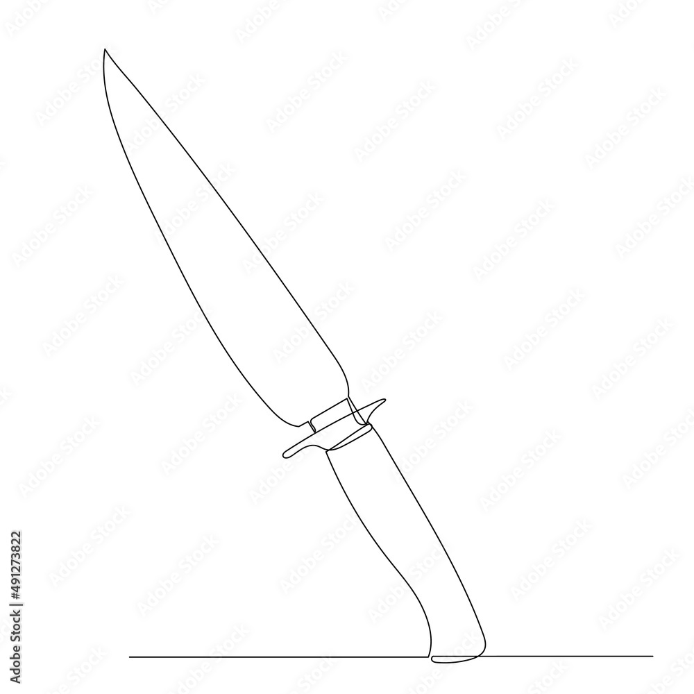 knife drawing by one continuous line, isolated vector Stock Vector ...