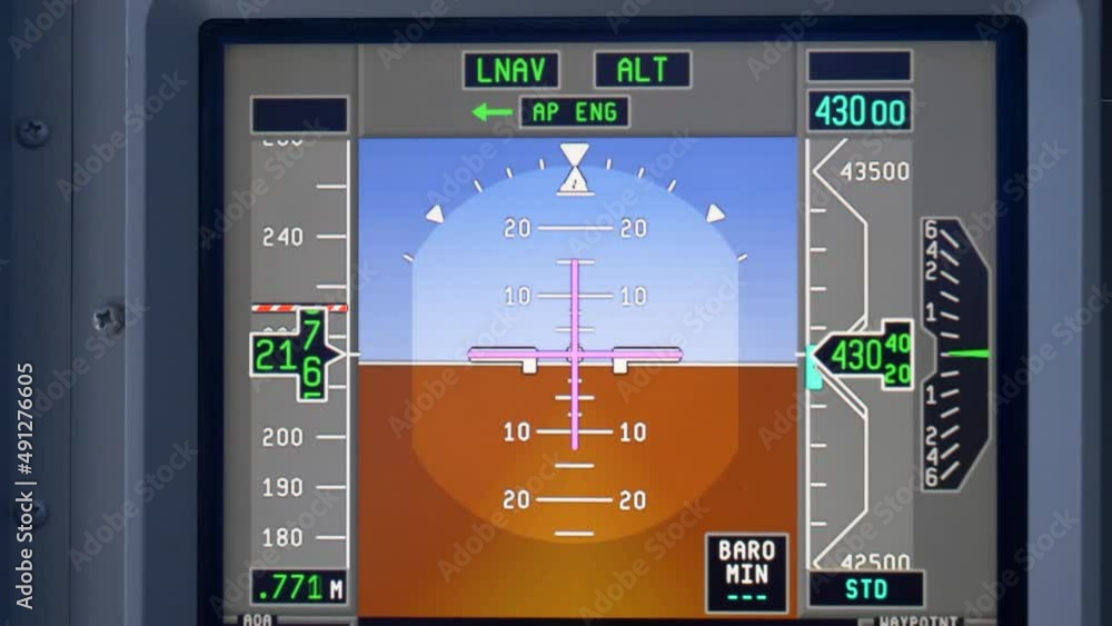 Primary Flight Display (PFD) in the Cockpit, Footage from Close Up ...