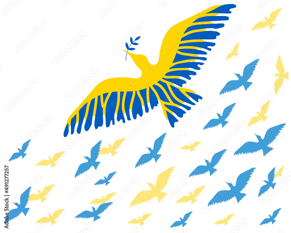 Birds of the world in the colors of the Ukraine flag. Stock Vector ...