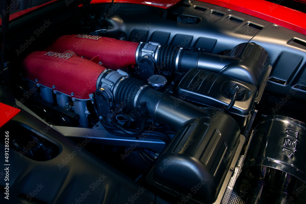 Ferrari Car Engine. Ferrari F430 Spider, an Italian sports car designed ...