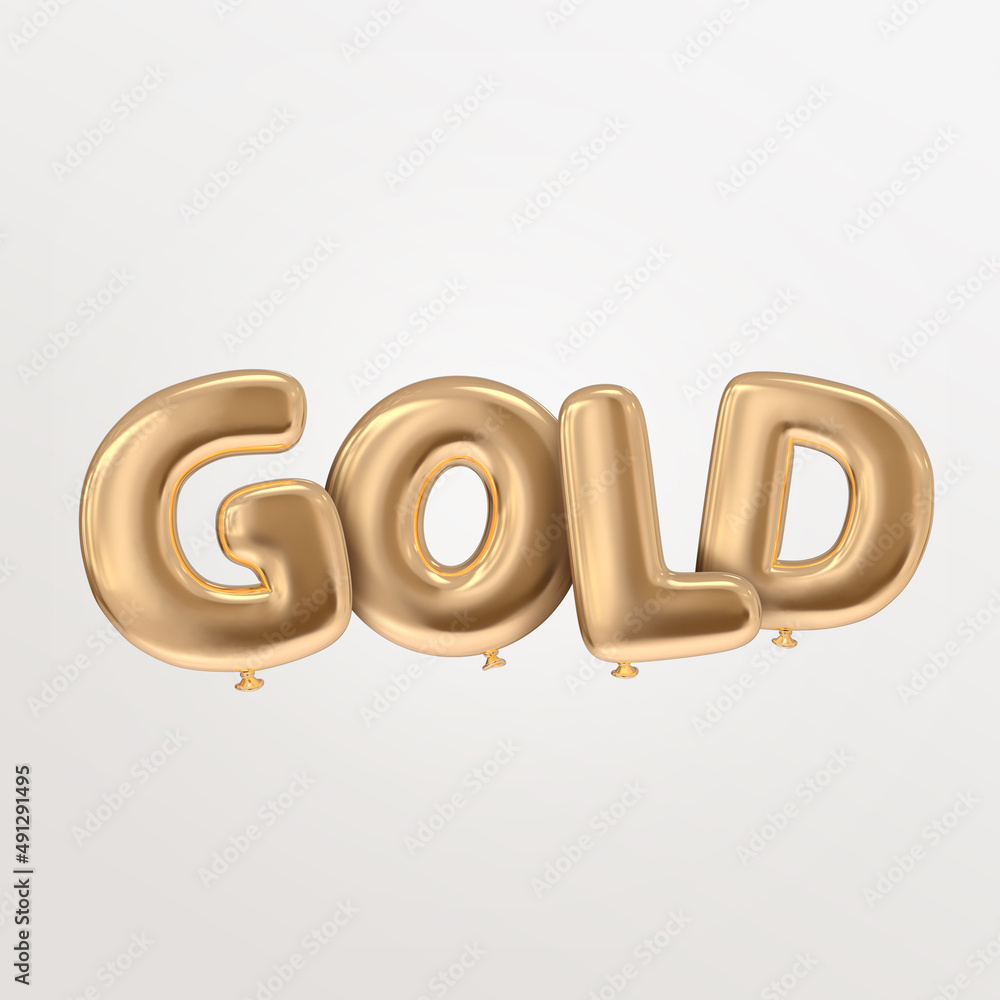 Gold word golden letters isolated typography with balloon style ...