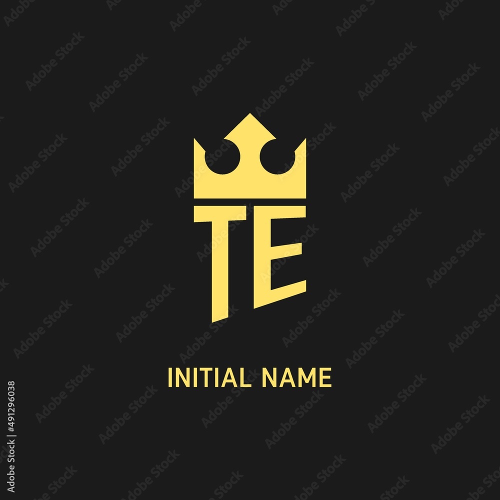 Monogram TE logo shield crown shape, elegant and luxury initial logo style Stock Vector | Adobe ...
