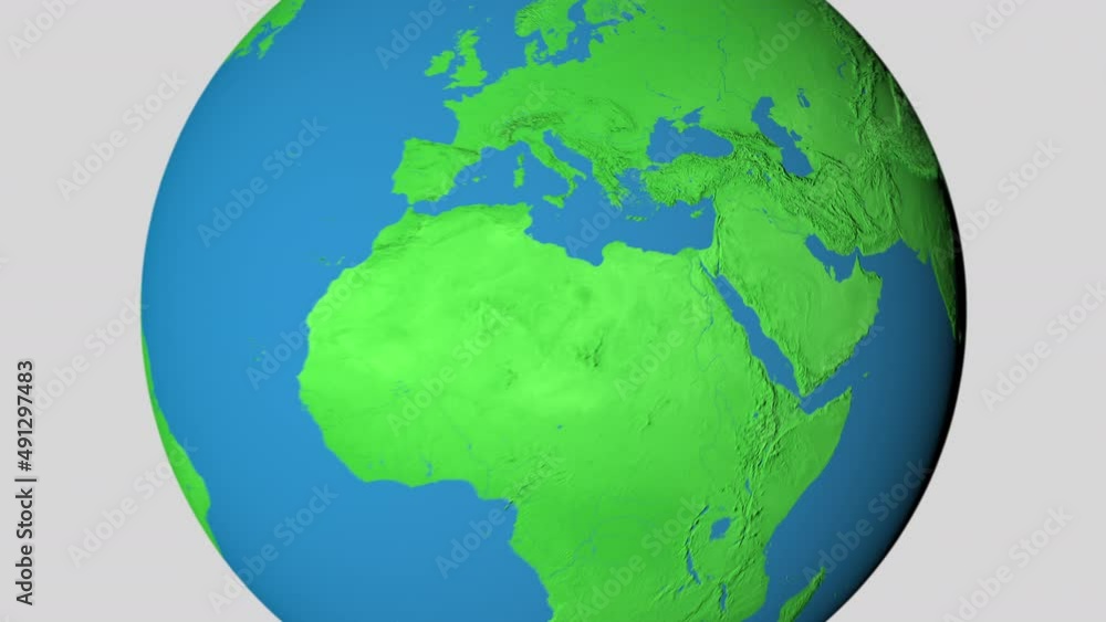 Seamless looping animation of the earth zooming in to the 3d map of ...