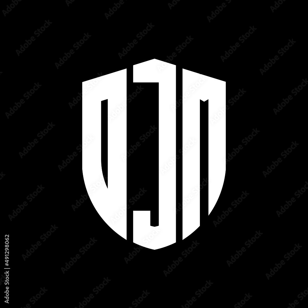 DJM letter logo design. DJM modern letter logo with black background ...