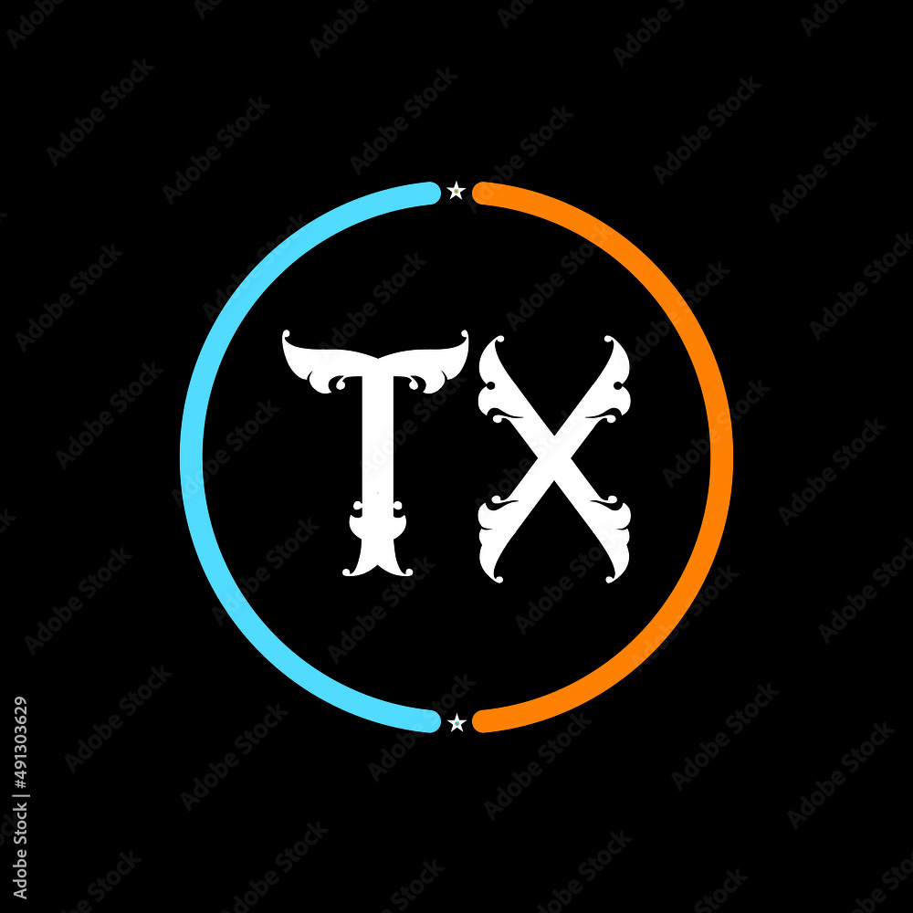 TX Letter Logo design. black background. Stock Vector | Adobe Stock