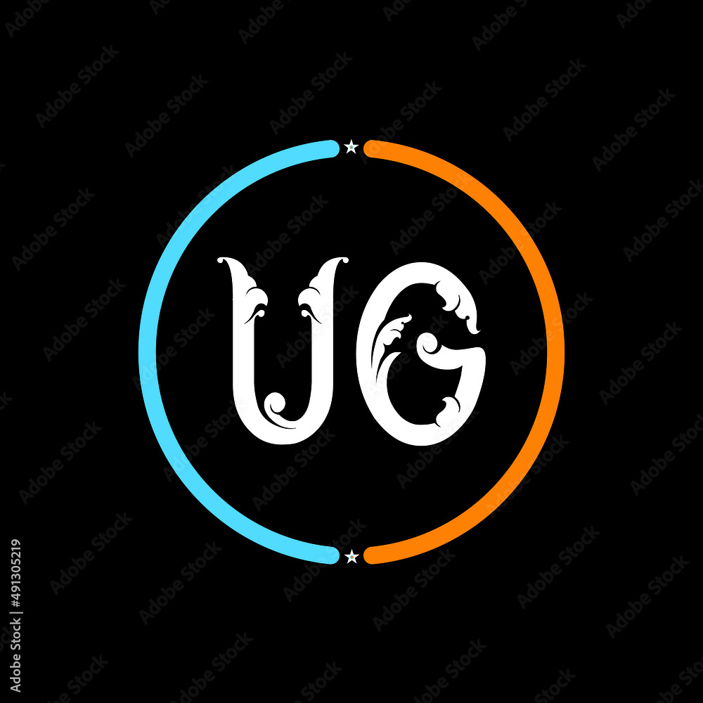 UG Letter Logo design. black background. Stock Vector | Adobe Stock