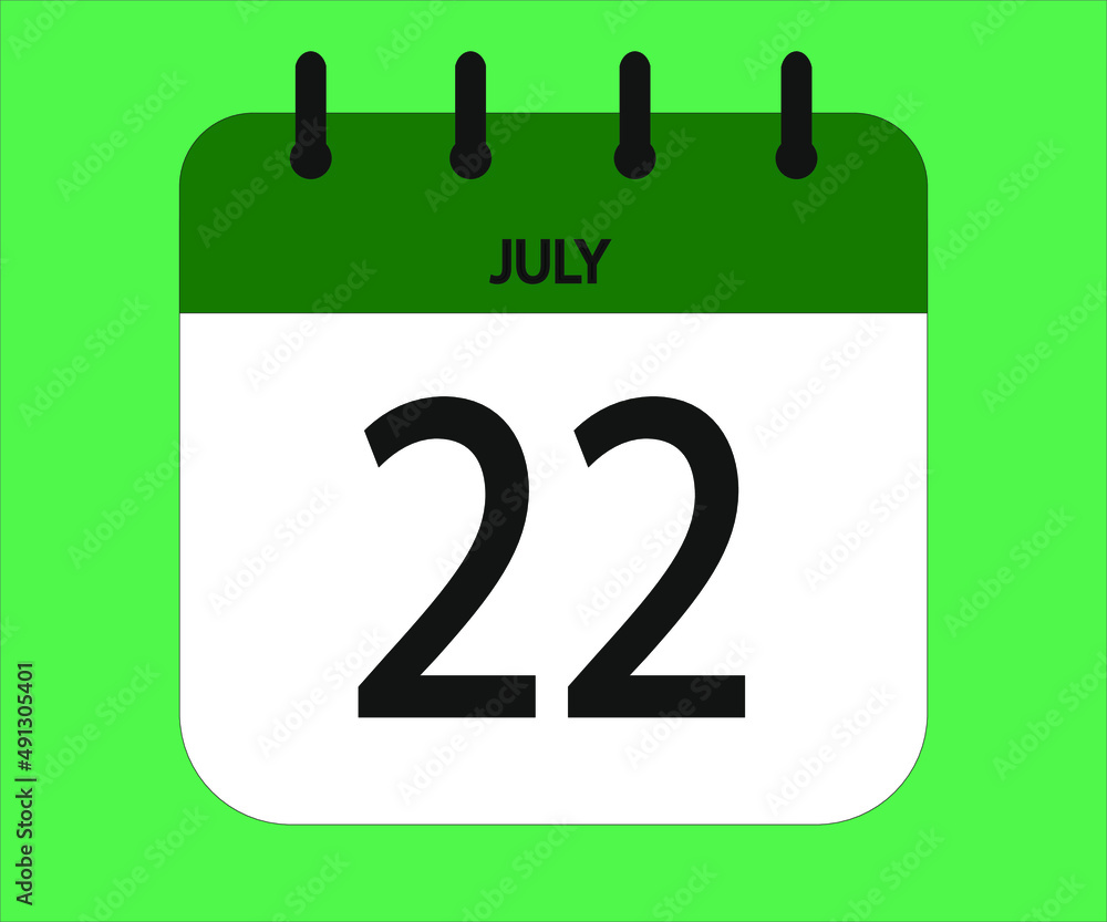 July 22th green calendar icon for days of the month เวกเตอร์สต็อก ...