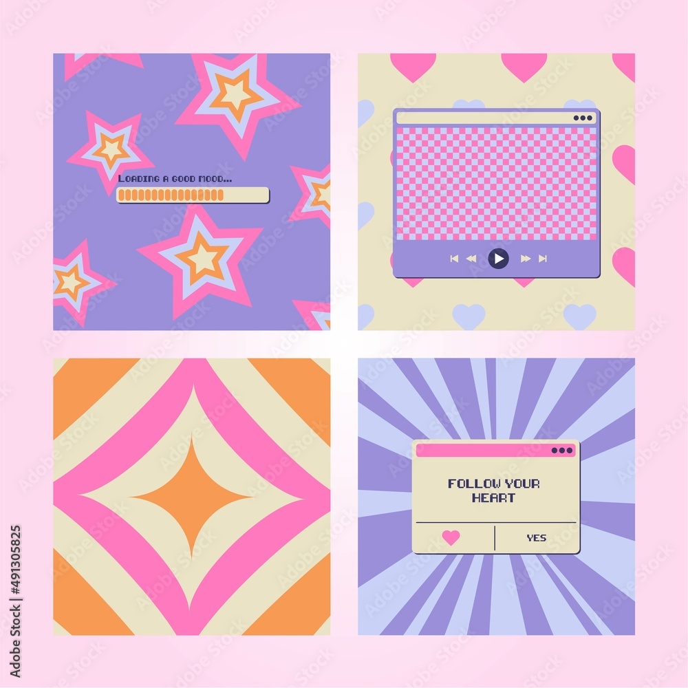 Instagram template post set. Old computer aesthetic frames for quotes ...