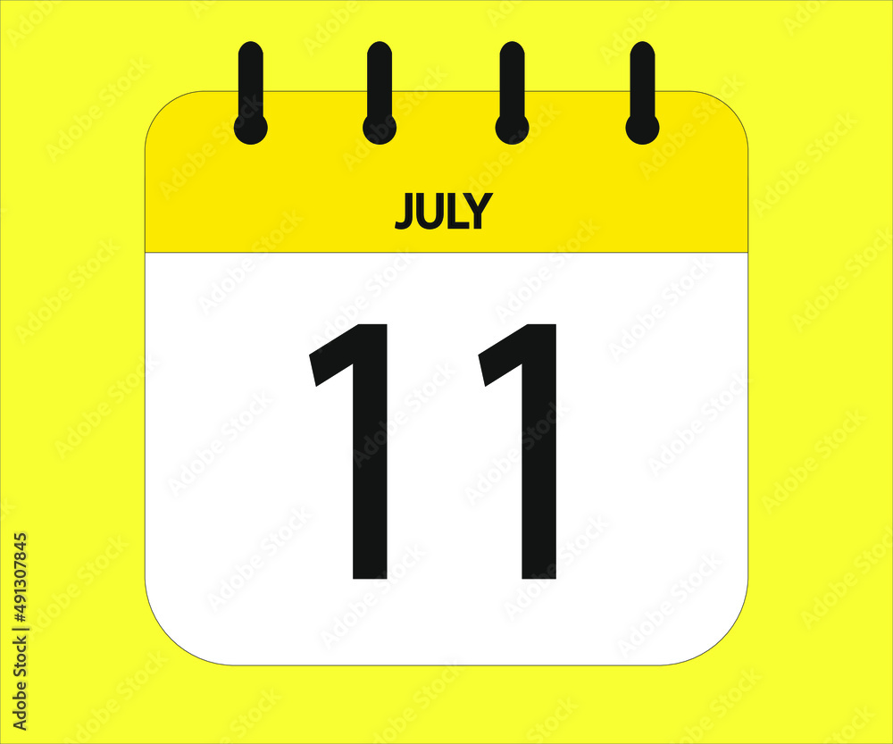 July 11th yellow calendar icon for days of the month Stock Vector ...