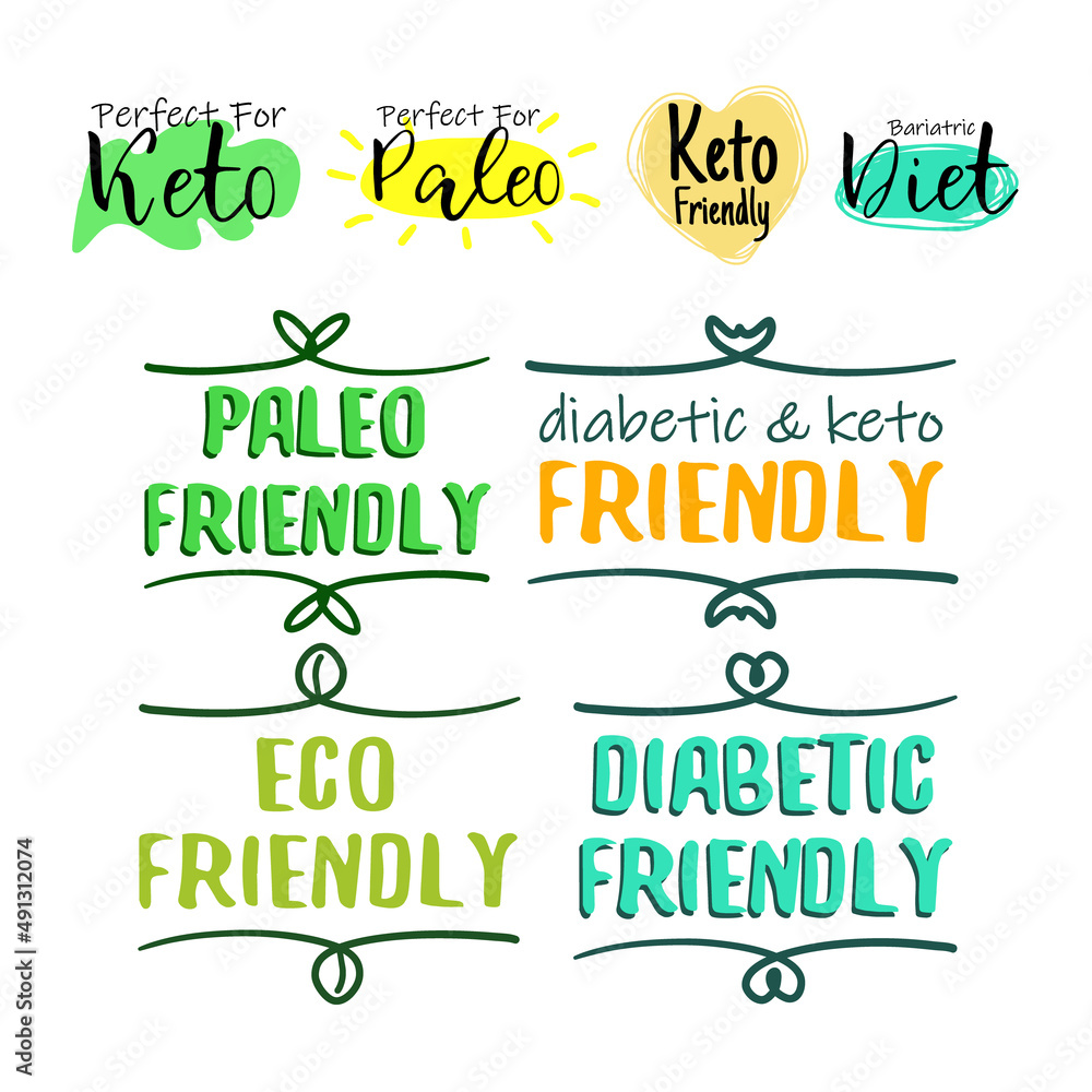 Diet nutrition product label set, sticker design Stock Vector | Adobe Stock