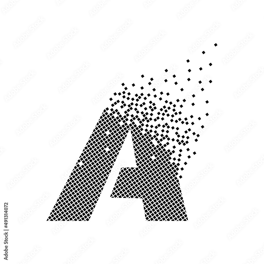 Letter A animated pixel dot logo. Capital letter pixel upwards ...