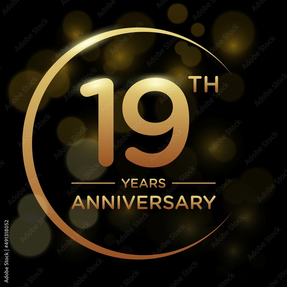19 years anniversary celebration. Anniversary logo with ring and ...