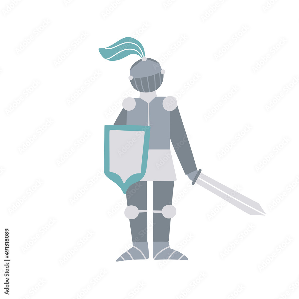 Knight vector illustration. Cute knight clipart on white background ...