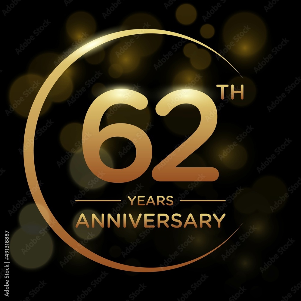 62 years anniversary celebration. Anniversary logo with ring and ...