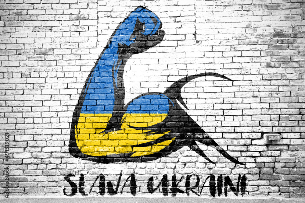 Slava Ukraini lettering motto Ukraine flex muscles stays strong Stock ...