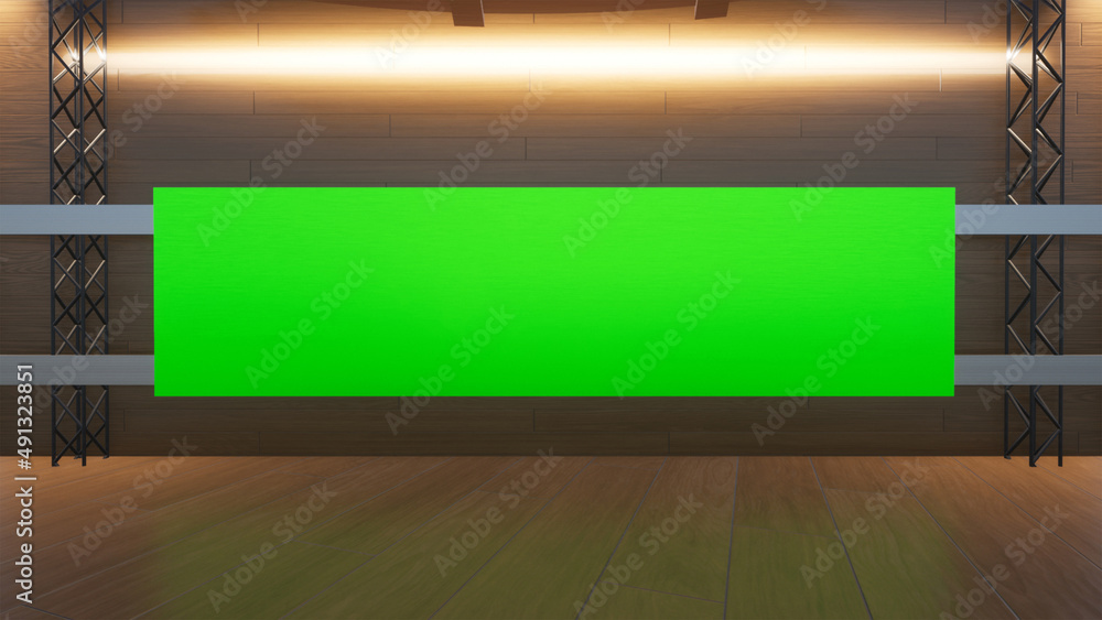 virtual studio set with green screen shot 3d illustration Stock ...