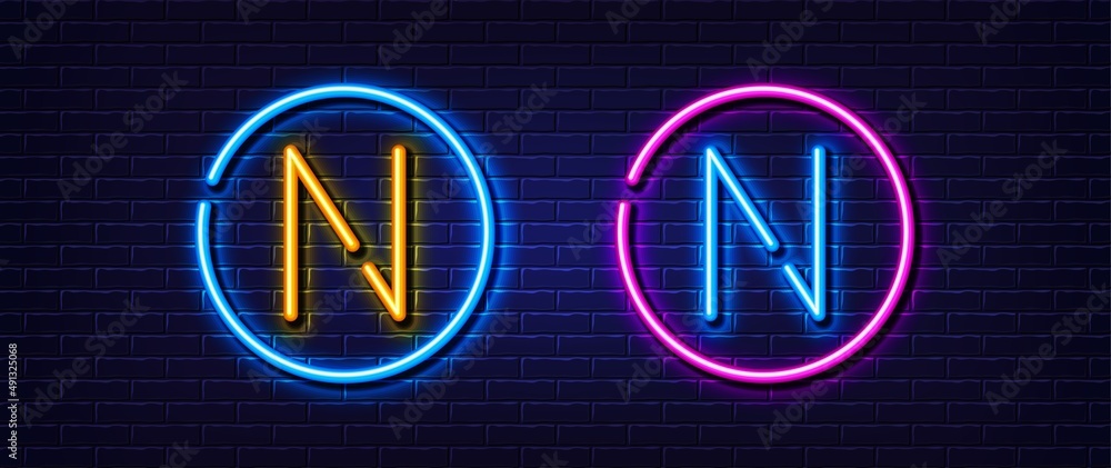 Initial letter N icon. Neon light line effect. Line typography ...