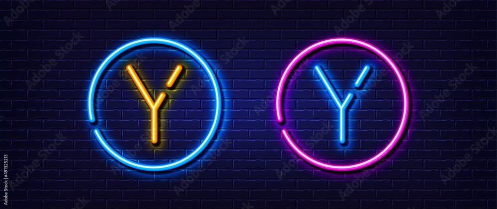 Initial letter Y icon. Neon light line effect. Line typography ...