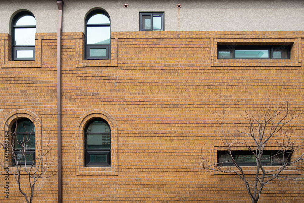 Window frame installed on the exterior wall of a building Stock Photo ...