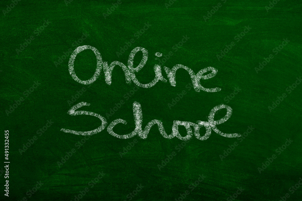 Online School signn on School boar hand written with chalk Stock Vector ...