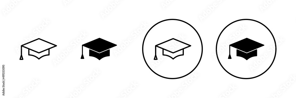 Education icon set. Graduation cap sign and symbol. Graduate. Students ...
