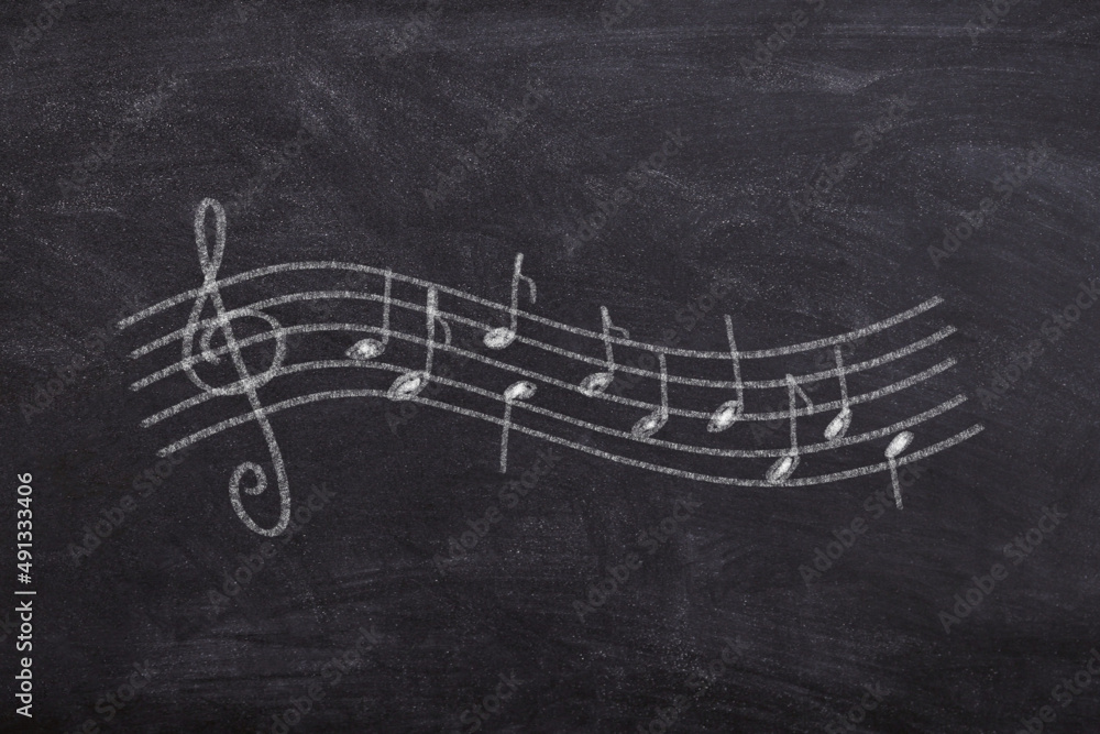 Music Notes on School Board hand written with Chalk Stock Vector ...