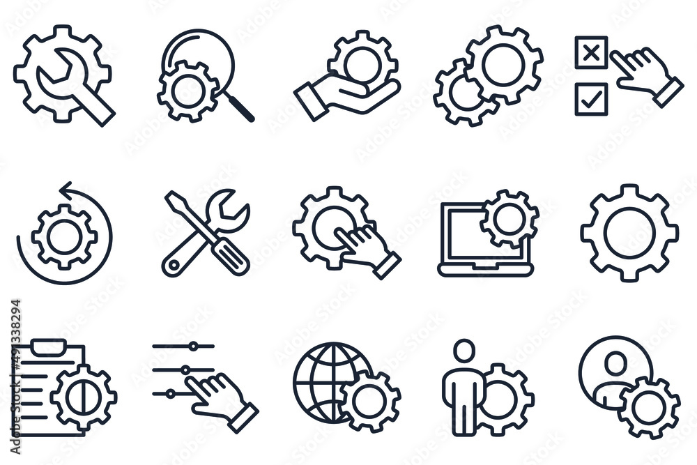set of Setup and Settings elements symbol template for graphic and web ...
