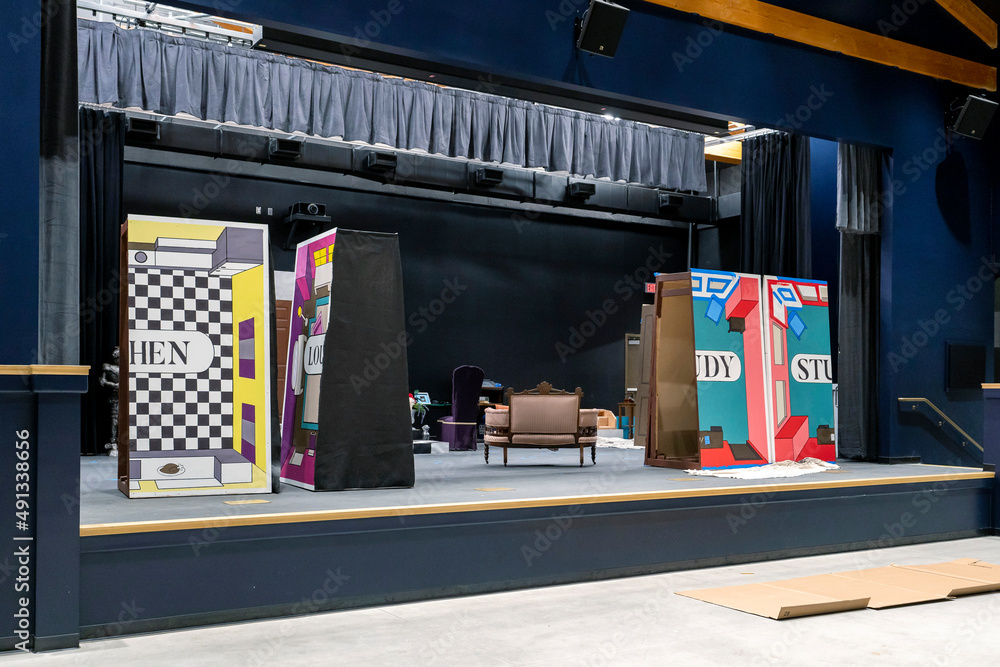 Little Theater stage with props at school Stock Photo | Adobe Stock