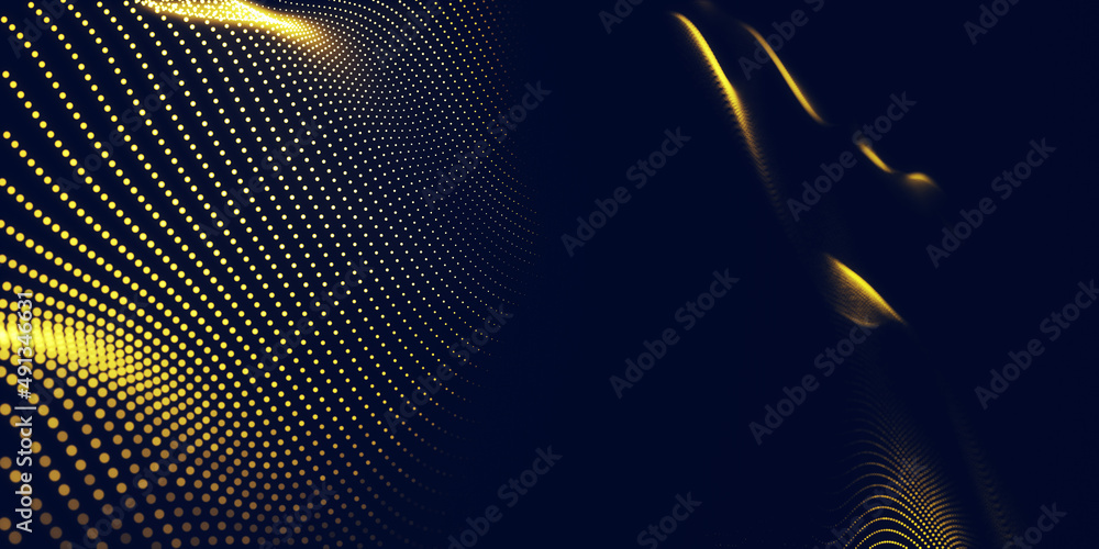 Abstract gold particular background with gold light and line background ...