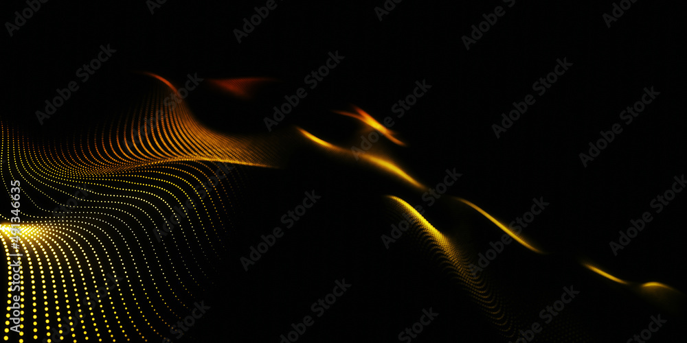 Abstract gold particular background with gold light and line background ...