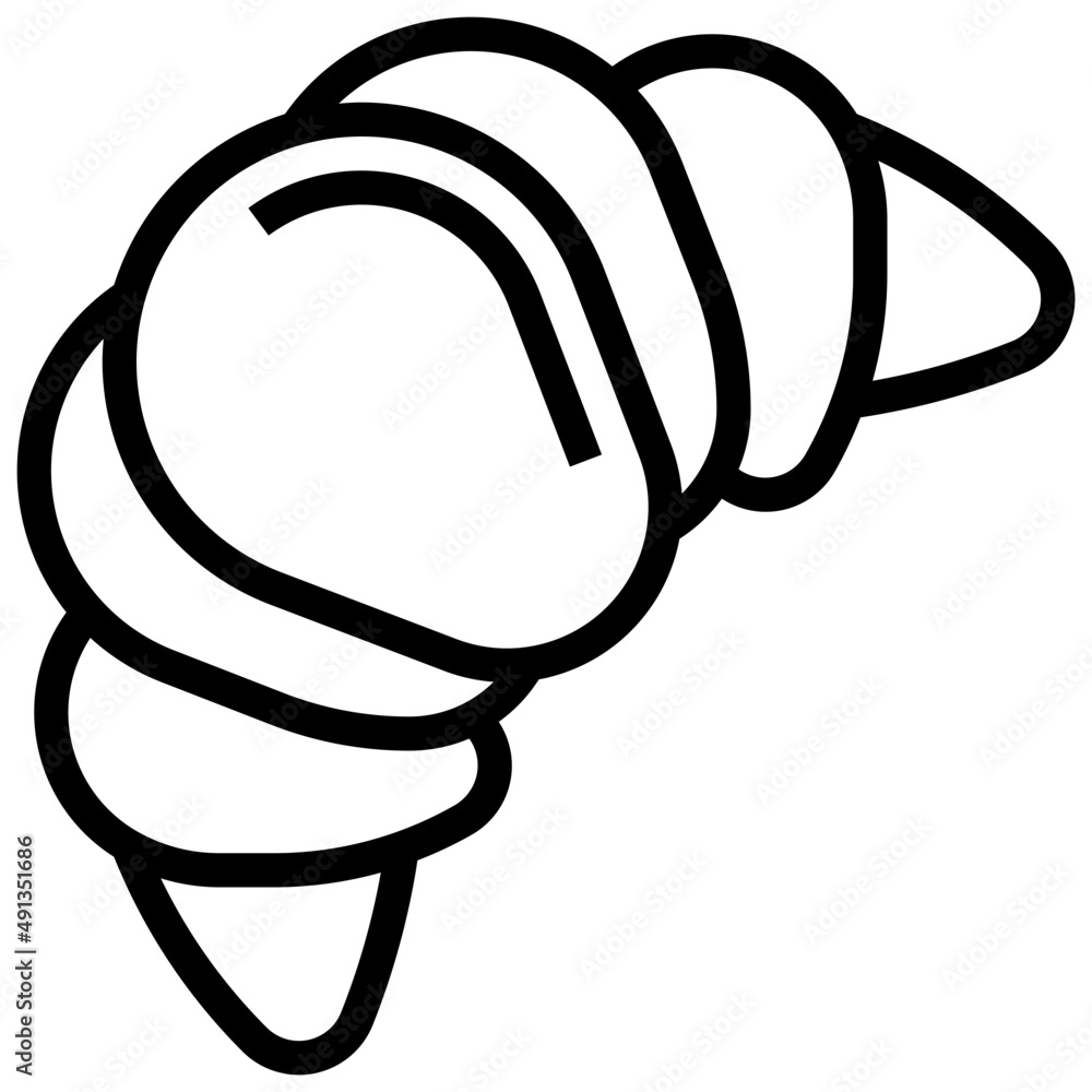 croissant outline icon Stock Vector | Adobe Stock