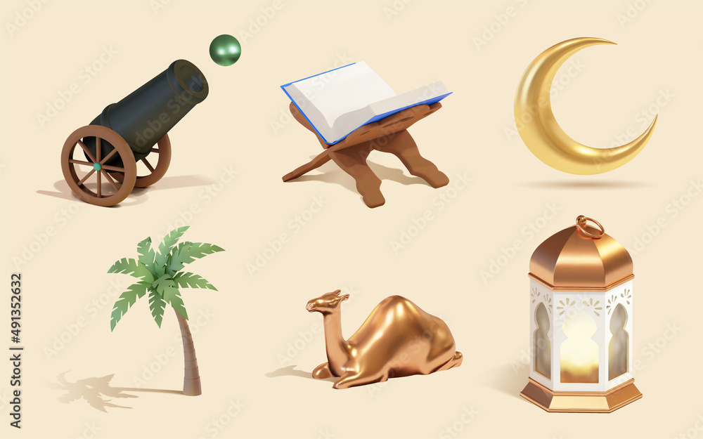 3d Islamic object element set Stock Vector | Adobe Stock