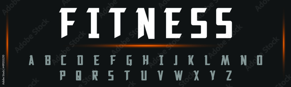 FITNESS luxury Tech Modern Alphabet Letter Font. Typography luxury ...