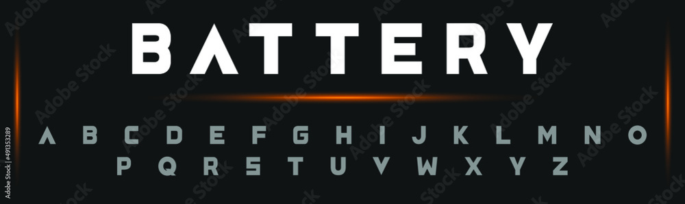 BATTERY luxury Tech Modern Alphabet Letter Font. Typography luxury ...