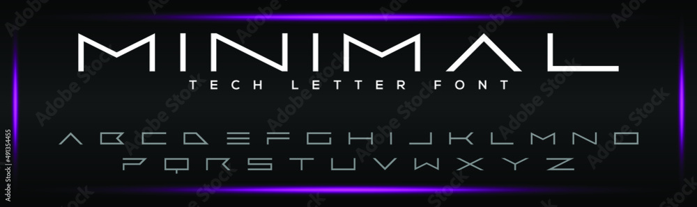 Minimal tech and original font letter design. modern tech vector logo ...