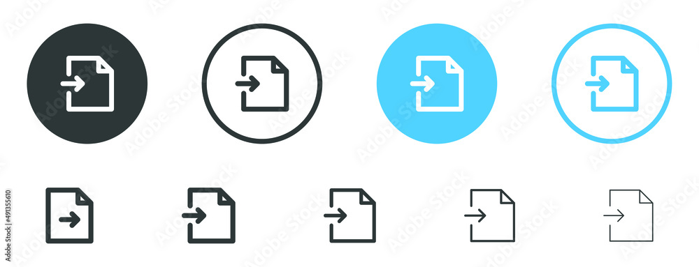 import file icon with arrow symbol, export archive file document icons ...