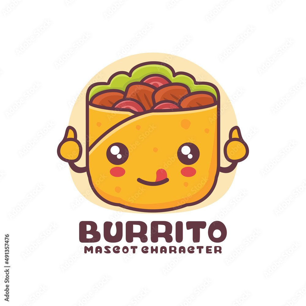 burrito cartoon illustration, suitable for, logos, prints, stickers ...
