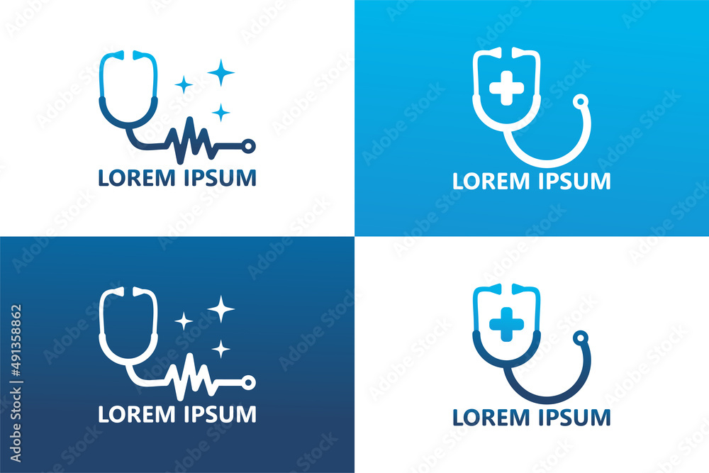 Set of stethoscope medical logo template design vector Stock Vector ...