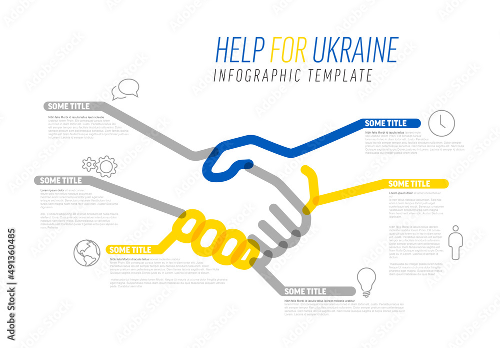 Ukraine Help Cooperation Conceptual Infographic Layout with Hands Stock ...