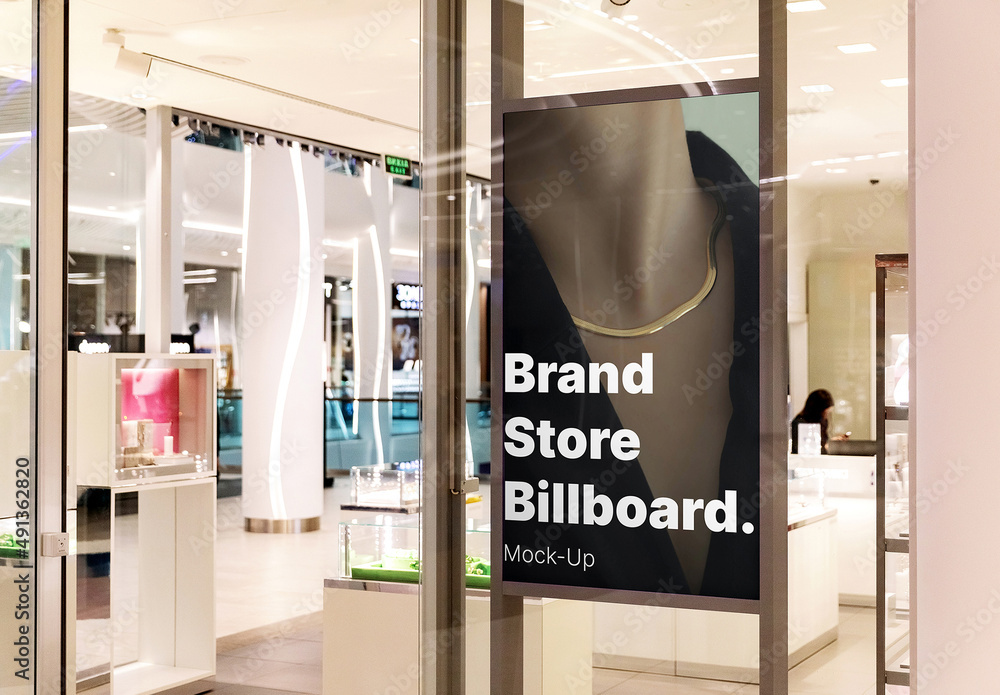 Jewellery Store Window Screen Banner Mock-Up Stock Template | Adobe Stock
