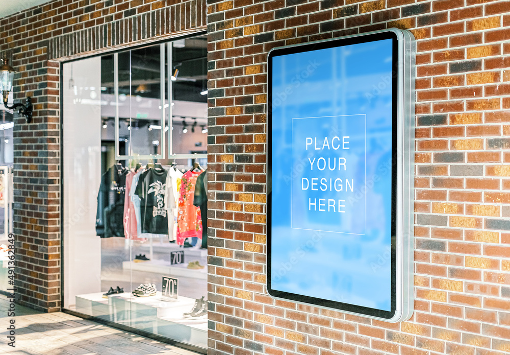 Banner on the Wall Advertisement Screen Mock-Up Stock Template | Adobe ...