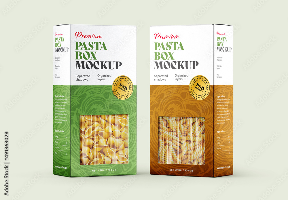Pasta Box Packaging Mockup Stock Template | Adobe Stock