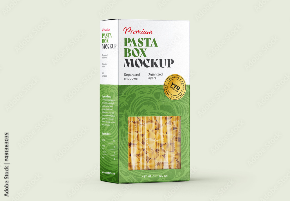 Pasta Box Packaging Mockup Stock Template | Adobe Stock