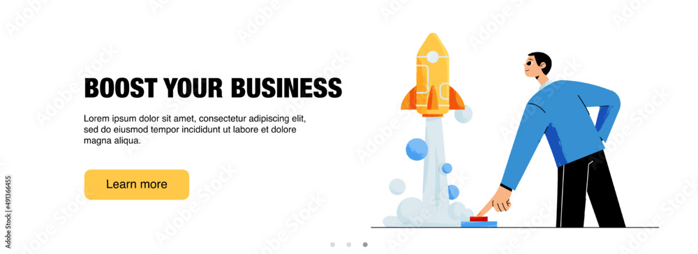 Boost your business web banner. Startup success, launch project concept ...