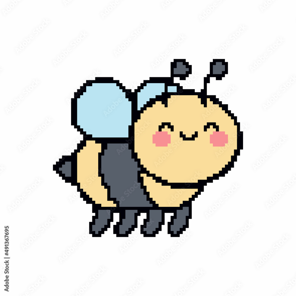 Bee pixel art for games and applications Stock Vector | Adobe Stock