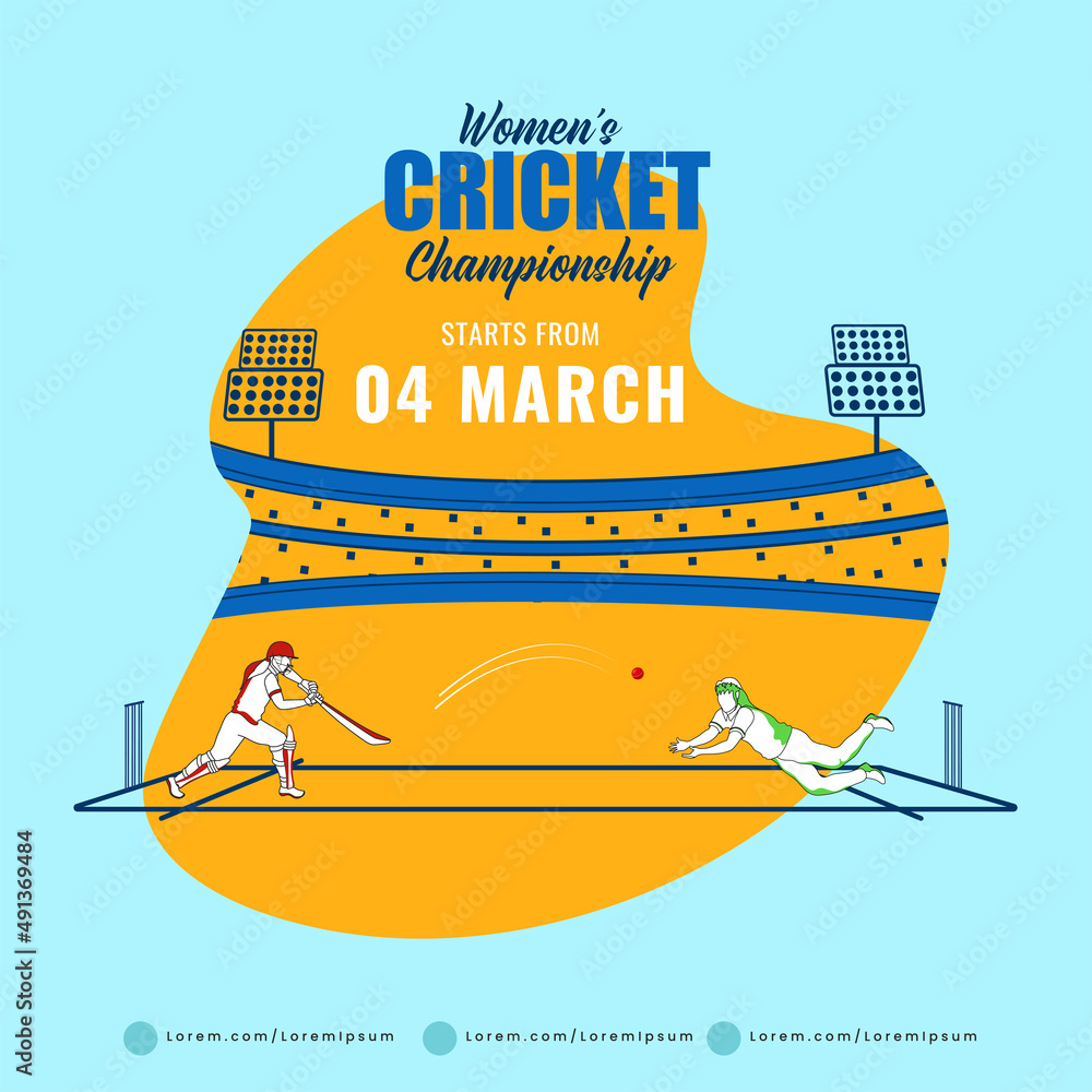 Women's Cricket Championship Poster Design With Batter Player, Fielder ...
