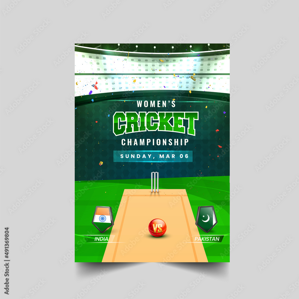 Women's Cricket Championship Flyer Design With Participating Team India ...