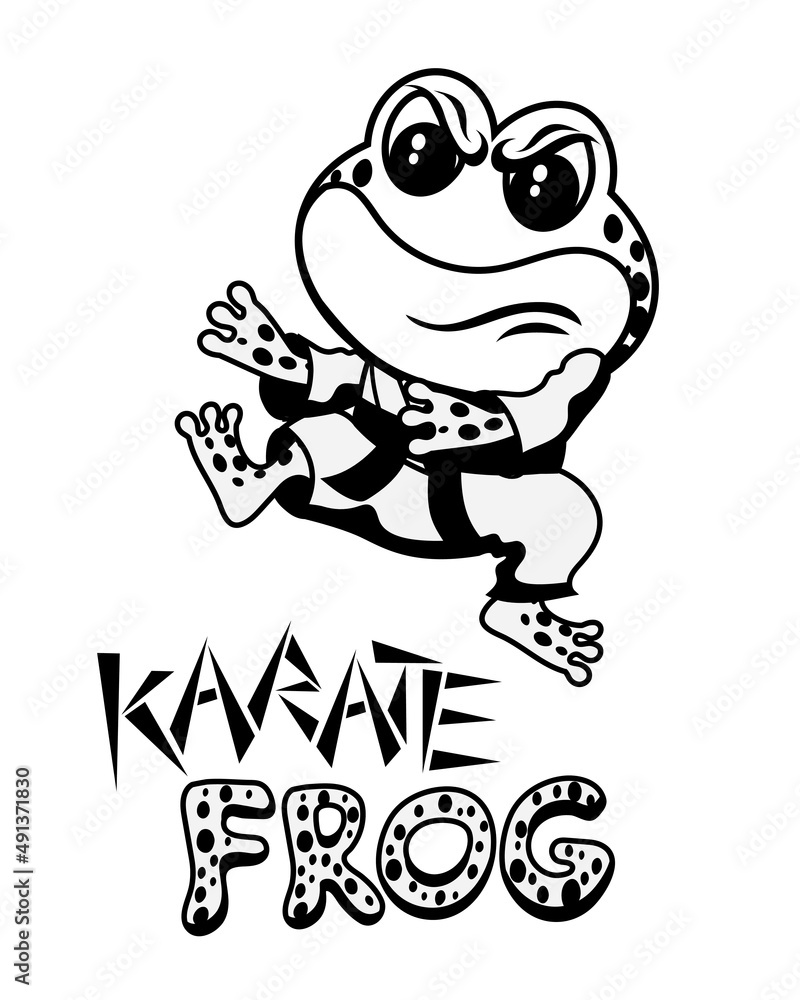 Cute cartoon illustration of karate frog character Stock Vector | Adobe ...